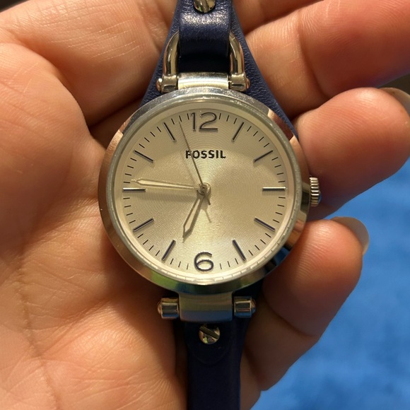 Fossil | Accessories | Fossil Blue Leather Watch | Poshmark